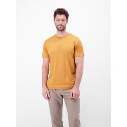 T-Shirt Lerros, Jungen, Gr. 3XL, gelb (dull peach), Single Jersey, Obermaterial: 100% Baumwolle, bestickt, unifarben, normal h&uuml;ftbedeckend, Rundhals, Shirts T-Shirt, mit Logo-Stickerei