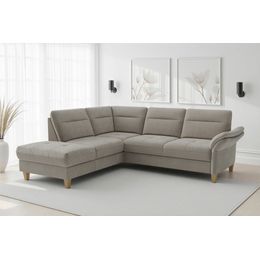 Sit & More Ecksofa SIT & MORE "Pamela", beige (stone), B:218cm H:90cm T:212cm, 100% Polyester, Sofas, Ecksofa, Liegefl&auml;che aus Originalstoff