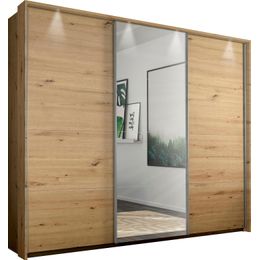 Schwebet&uuml;renschrank Rauch "Kleiderschrank Schrank Garderobe W&auml;scheschrank TOMA mit Passepartout", braun (eiche artisan), B:278cm H:233cm T:64cm, Holzwerkstoff, Schr&auml;nke, Schwebet&uuml;renschrank, inkl. Regaleinsatz sowie zus&auml;tzlichen Einlegeb&ouml;den MADE IN GERMANY