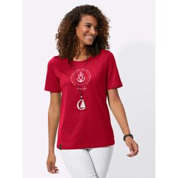 Rundhalsshirt Casual Looks "Shirt", Damen, Gr. 44, rot, 100% Baumwolle, unifarben, Rundhals, Shirts Rundhalsshirt