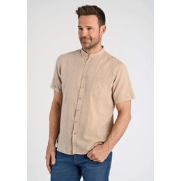 JACK'S INN 54 Leinenhemd JACK&rsquo;S "Leinenhemd (Kurzarm) Regular Fit", Herren, Gr. M, Normalgr&ouml;&szlig;en, mid sand, Obermaterial: 55% Leinen, 45% Baumwolle, Hemden