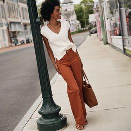 LANDS' END 5-Pocket-Chinos mit weitem Bein, Damen,  Braun, Baumwoll-Mischung, by Lands' End