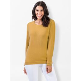 Kaschmirpullover "Kaschmir-Pullover", Damen, Gr. 40/42, gelb (ocker, meliert), 100% Kaschmir, meliert, unifarben, figurumspielend, Pullover