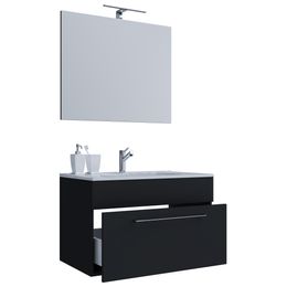 Waschtisch Vcm "3-tlg. Waschplatz Waschtisch Badinos Schublade SP", schwarz, B:60cm T:46cm, Waschtische, Waschtisch