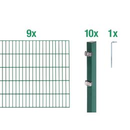 Doppelstabmattenzaun Alberts "Grundset", gr&uuml;n, H:180cm, Stahl, Zaunelemente, H&ouml;he: 80-200 cm, Gesamtl&auml;nge: 4-30 m, zum Einbetonieren