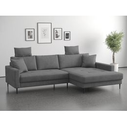 Ecksofa TRENDS BY HG "Summer", grau (b880 memphis 18 ash), B:280cm H:106cm T:174cm, 90% Polyester;10% Nylon, Sofas, Ecksofa, hochwertiger Stoff mit edlem Metallfu&szlig;