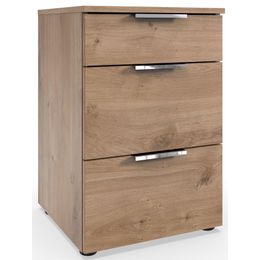 Nachtkommode wimex "Level by fresh to go", braun (plankeneiche nachbildung), B:41cm H:61cm T:41cm, Holzwerkstoff, Sideboards, 3 Schubladen mit soft-close Funktion, 41cm breit, 61cm hoch