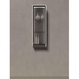 H&auml;ngevitrine OTTO HOME "Soffy Wandschrank, Schwebendes Design f&uuml;r modernen Wohnraum", beige (pepper wei&szlig;, eiche melinga grau), B:42cm H:128cm T:33cm, Glas, MDF, Schr&auml;nke, UV lackiert, Soft Close Funktion, Wandmontage, Metallgriff
