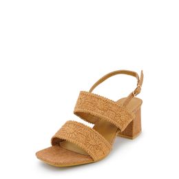 Sandale FINDLAY "ISELY", Damen, Gr. 36, hellbraun, Synthetik, Schuhe Sandale, in floraler Bast-Optik