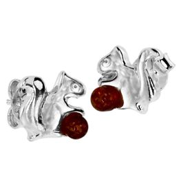 Paar Ohrstecker OSTSEE-SCHMUCK "OSTSEE-SCHMUCK Ohrstecker Eichh&ouml;rnchen Ohrstecker Eichh&ouml;rnchen", wei&szlig;, Ohrringe, Damen, 8 x 8mm, Silber 925 (Sterlingsilber)