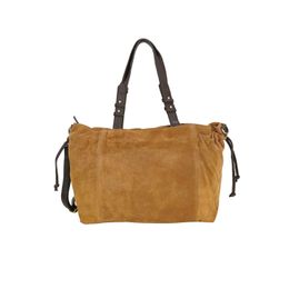 Schultertasche Harpa "MILLA", Damen, Gr. B/H/T: 56cm x 34cm x 14cm, braun (camelfarben), Kunstfaser, unifarben, Taschen Schultertasche, mit langem Tragehenkel