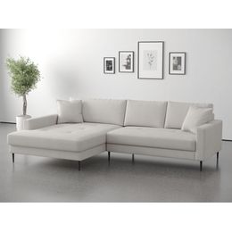 Ecksofa TRENDS BY HG "Summer", beige (b886 memphis 2 cream), B:280cm H:86cm T:174cm, 90% Polyester;10% Nylon, Sofas, Ecksofa, hochwertiger Stoff mit edlem Metallfu&szlig;