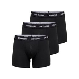 Only & Sons Trunk ONLY & SONS "ONSFITZ SOLID BLACK TRUNK 3PACK3854 NOOS", Herren, Gr. XL, 3 Stk., schwarz (schwarz waistband), Jersey, Obermaterial: 95% Baumwolle, 5% Elasthan, unifarben mit Farbeinsatz, normal, Unterhosen