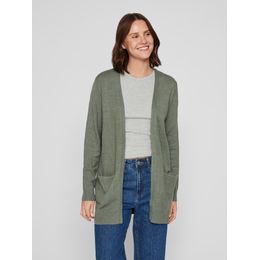 Strickjacke Vila "VIRIL OPEN L/S KNIT CARDIGAN - NOOS", Damen, Gr. L, laurel wreath detail:schwarz melange, Strick, Obermaterial: 50% Viskose, 27% Nylon, 23% Polyester, meliert, regular fit h&uuml;ftbedeckend, V-Ausschnitt, Strickjacken Strickjacke, Viskosemischung, regular fit