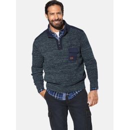 Rundhalspullover Jan Vanderstorm "Pullover BJORNBERG", Herren, Gr. L, blau (petrol melange), Obermaterial: 100% Baumwolle CO., Pullover Rundhalspullover