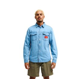 Langarmhemd Quiksilver "Bob Marley Uprising", Herren, Gr. L, US-Gr&ouml;&szlig;en, blau (stone indigo), Obermaterial: 100% Baumwolle., Hemden