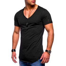 T-Shirt Soulstar "Kurzarm Oversize aus 100% Baumwolle mit V-Neck f&uuml;r Herren", Jungen, Gr. M, schwarz, Obermaterial: 100% Baumwolle CO., tiefer V-Ausschnitt, Shirts T-Shirt, Herren Basic Kurzarm V-Neck Oversized Shirt V-Ausschnitt Zipper