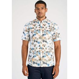 Leinenhemd LINDBERGH "Leinenhemd Relaxed Fit", Herren, Gr. L, Normalgr&ouml;&szlig;en, bunt (wei&szlig;), Obermaterial: 70% Baumwolle, 30% Leinen, Hemden