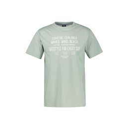 Rundhalsshirt Lerros "T-Shirt aus reiner Baumwolle mit Slogan-Print, gro&szlig;e Gr&ouml;&szlig;en", Jungen, Gr. 4XL, bay gr&uuml;n, 100% Baumwolle, Rundhals, Shirts Rundhalsshirt