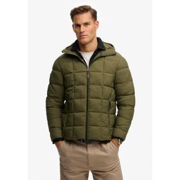 Steppjacke Superdry "HOOD BOX QUILT FUJI LITE JKT", Herren, Gr. L, gr&uuml;n (chive gr&uuml;n), Web, Obermaterial: 100% Nylon, unifarben, regular fit normal, Jacken Steppjacke, mit Markenlabel, aus Nylon und Kunstfaser, Regular Fit