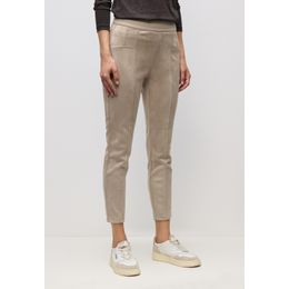 Stoffhose Street One, Damen, Gr. 42, L&auml;nge 28, beige (schwarz morn beige), Stoff, 90% Polyester, 10% Elasthan, unifarben, comfort fit normal, Hosen Stoffhose, aus Velour