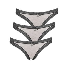 like it! String LIKE IT "3er Pack Damen String Kim", Damen, Gr. L, grau (anthrazit), Stoff, Obermaterial: 95% Modal CMD. 5% Elasthan EL., Unterhosen String