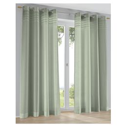 Gardine HEINE HOME Gr. 1, gr&uuml;n (salbei), B:140cm H:145cm, Baumwolle, Polyester, Gardinen, Gardine