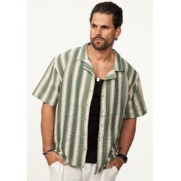 Kurzarmhemd Soulstar "Freizeithemd als Kurzam Strick Hemd im Retro-Look - Strick Polo-Hemd Overshirt im Regular-Fit f&uuml;r Herren", Herren, Gr. L, US, gr&uuml;n, Obermaterial: 58% Baumwolle CO. 34% Polyester PES. 8% Viskose CV., Hemden, Herren Kurzarm Strick Polo-Hemd T-Shirt