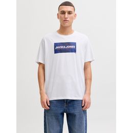 Jack & Jones Rundhalsshirt JACK & JONES "JJCOLE PRINT TEE SS CREW NECK", Jungen, Gr. L, wei&szlig; (hellwei&szlig;), Jersey, Obermaterial: 100% Baumwolle, bedruckt, regular fit normal, Rundhals, Shirts Rundhalsshirt