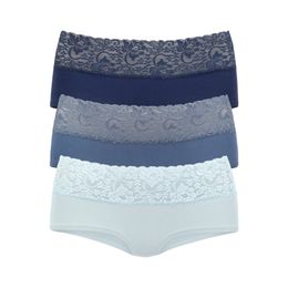 Panty Vivance, Damen, Gr. 32/34, blau (eisblau, rauchblau, navy), Single Jersey, Obermaterial: 95% Baumwolle, 5% Elasthan. Spitze: 93% Polyamid, 7% Elasthan (LYCRA), unifarben, k&ouml;rpernah, Unterhosen Panty, aus elastischer Baumwolle mit floraler Spitze