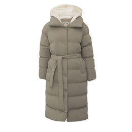 Cipo & Baxx Wintermantel CIPO & BAXX "Cipo & Baxx Winterjacke WM145", Damen, Gr. L, beige (graugr&uuml;n), Obermaterial: 100% Polyester PES., relaxed fit, Rundhals, M&auml;ntel Wintermantel, mit G&uuml;rtel und Kapuze