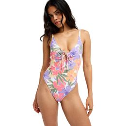 Badeanzug Roxy "Hazey Hibiscus One-Piece", Damen, Gr. L, cloud dancer hazey hibiscus, Recycling-Polyester, Badeanz&uuml;ge Badeanzug