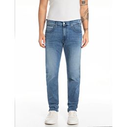 Straight-Jeans Replay "GROVER", Herren, Gr. 31, L&auml;nge 34, blau (medium blau c009), Denim/Jeans, Obermaterial: 98% Baumwolle, 2% Elasthan, straight fit lang, Jeans Straight-Jeans, in vielen verschiedenen Waschungen, mit Stretch