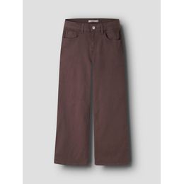 5-Pocket-Hose name it "NKFROSE WIDE TWI PANT 1115-TP NOOS", M&auml;dchen, Gr. 116, N-Gr, braun (french roast), Twill, Obermaterial: 98% Baumwolle, 2% Elasthan, unifarben, weit lang, Hosen 5-Pocket-Hose, Baumwollmischung, regular fit, verstellbarer Bund