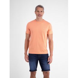 T-Shirt Lerros, Jungen, Gr. L, orange (pale papaya), Single Jersey, Obermaterial: 100% Baumwolle, bestickt, unifarben, normal h&uuml;ftbedeckend, Rundhals, Shirts T-Shirt, mit Logo-Stickerei