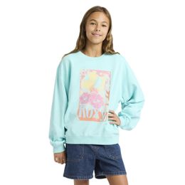 Sweatshirt Roxy "Lineup Terry", M&auml;dchen, Gr. 10(140-148cm), blau (aqua splash), Obermaterial: 80% Baumwolle, 20% Polyester., Sweatshirts Sweatshirt