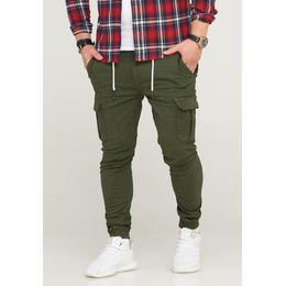 Cargohose Soulstar "Freizeithose Jogger-Hose mit elastischem Bund Stoffhose f&uuml;r Herren", Herren, Gr. 30, Einheitsgr&ouml;&szlig;e, gr&uuml;n (khaki), Obermaterial: 97% Baumwolle CO. 3% Elasthan EL., Hosen Cargohose, Jogger-Hose mit elastischem Bund