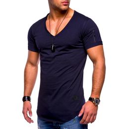 T-Shirt Soulstar "Kurzarm Oversize aus 100% Baumwolle mit V-Neck f&uuml;r Herren", Jungen, Gr. M, blau (navy), Obermaterial: 100% Baumwolle CO., tiefer V-Ausschnitt, Shirts T-Shirt, Herren Basic Kurzarm V-Neck Oversized Shirt V-Ausschnitt Zipper