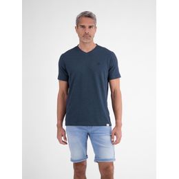Rundhalsshirt Lerros "T-Shirt aus Baumwoll-Leinen-Mix in moderner 2-Tone-Optik", Jungen, Gr. L, blau (storm blau), 73% Baumwolle, 27% Leinen, Rundhals, Shirts Rundhalsshirt