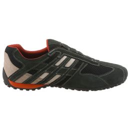 Slip-On Sneaker Geox "U SNAKE", Herren, Gr. 47, grau (dunkelgr&uuml;n, beige), Textil, Veloursleder, Schuhe, Freizeitschuh, Slipper mit Geox Spezial Membran