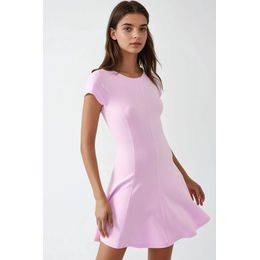 Elastisches Rundhalsweiches Basic-Mini-Kleid