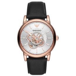 Emporio Armani AR60013 Automatische Herrenuhr aus schwarzem Leder