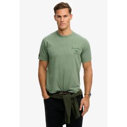Rundhalsshirt Superdry "TOKYO NARRATIVE LOOSE TEE", Jungen, Gr. XXL, gr&uuml;n (l pad gr&uuml;n), Single Jersey, Obermaterial: 100% Baumwolle, bedruckt, loose fit normal, Rundhals, Shirts Rundhalsshirt, mit coolem Tattoo-Print