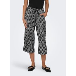 Palazzohose Only "ONLWINNER &ndash; Culottehose mit elastischem Bund und Kordelzug", Damen, Gr. 34 (XS), N-Gr, schwarz aop:graphic circle, Web, Obermaterial: 97% Polyester, 3% Elasthan, bedruckt, regular fit lang, Hosen Palazzohose, Materialmix, regular fit