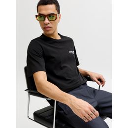 Jack & Jones T-Shirt JACK & JONES "JPRBLAOSCAR SS TEE FST", Jungen, Gr. L, schwarz, Jersey, Obermaterial: 100% Baumwolle, unifarben, regular fit normal, Rundhals, Shirts T-Shirt, mit Logo Schriftzug