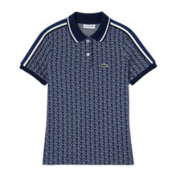 Lacoste - Poloshirt f&uuml;r Damen, Jacquard, Schmal, kurz&auml;rmlig (Methyl-Blau)