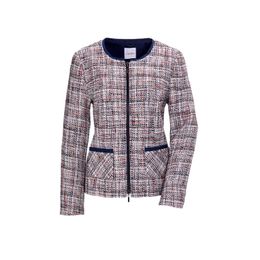 Jackenblazer GOLDNER "Eleganter Wollblazer mit Rundhals", Damen, Gr. 38, gr&uuml;n (wei&szlig;, marine, rot), Obermaterial: 100% Wolle WO., Feminin, Gerade, Blazer, Paspel