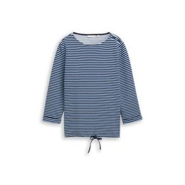 Tom Tailor Damen Langarmshirt mit Knopf-Details, gr&uuml;n, Gestreift, Gr. M