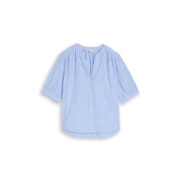 Tom Tailor Damen Bluse aus Baumwolle, blau, Uni, Gr. 46