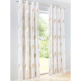 Gardine HEINE HOME Gr. 2, beige (sand), B:140cm H:175cm, Polyester, Gardinen, Gardine